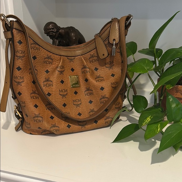 MCM | Bags | Mcm Tan Hobo Bag With Signature Monogram | Poshmark